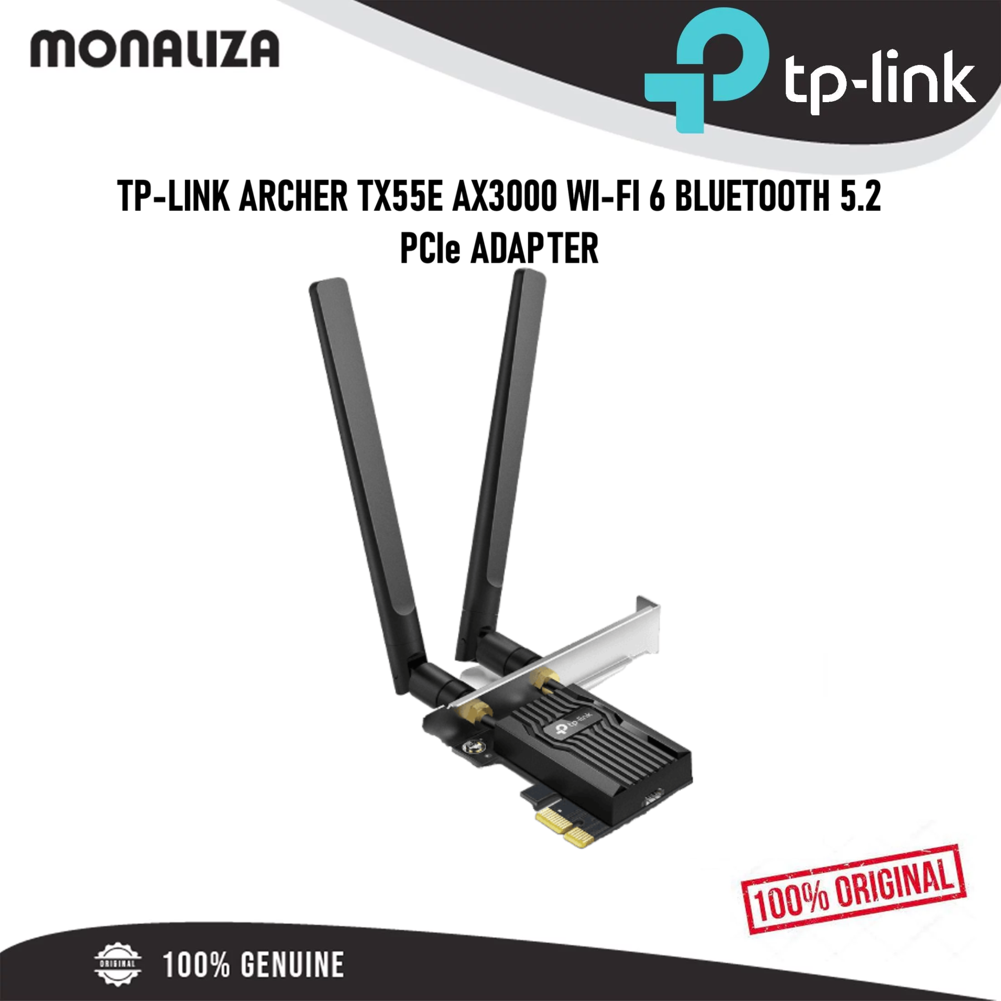 Tp-Link Archer TX55E AX3000 WiFi 6 Bluetooth 5.2 PCIe Adapter - Monaliza