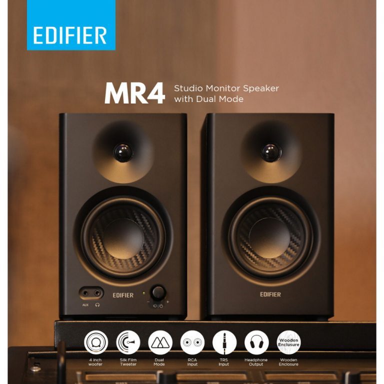 Edifier MR4 Studio Monitor Speaker 42W - Black Noir/White Black - Monaliza