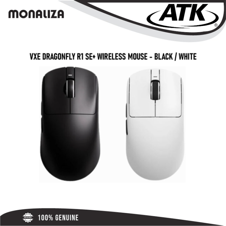 VXE Dragonfly R1 SE+ Wireless Mouse – Black/White – Monaliza