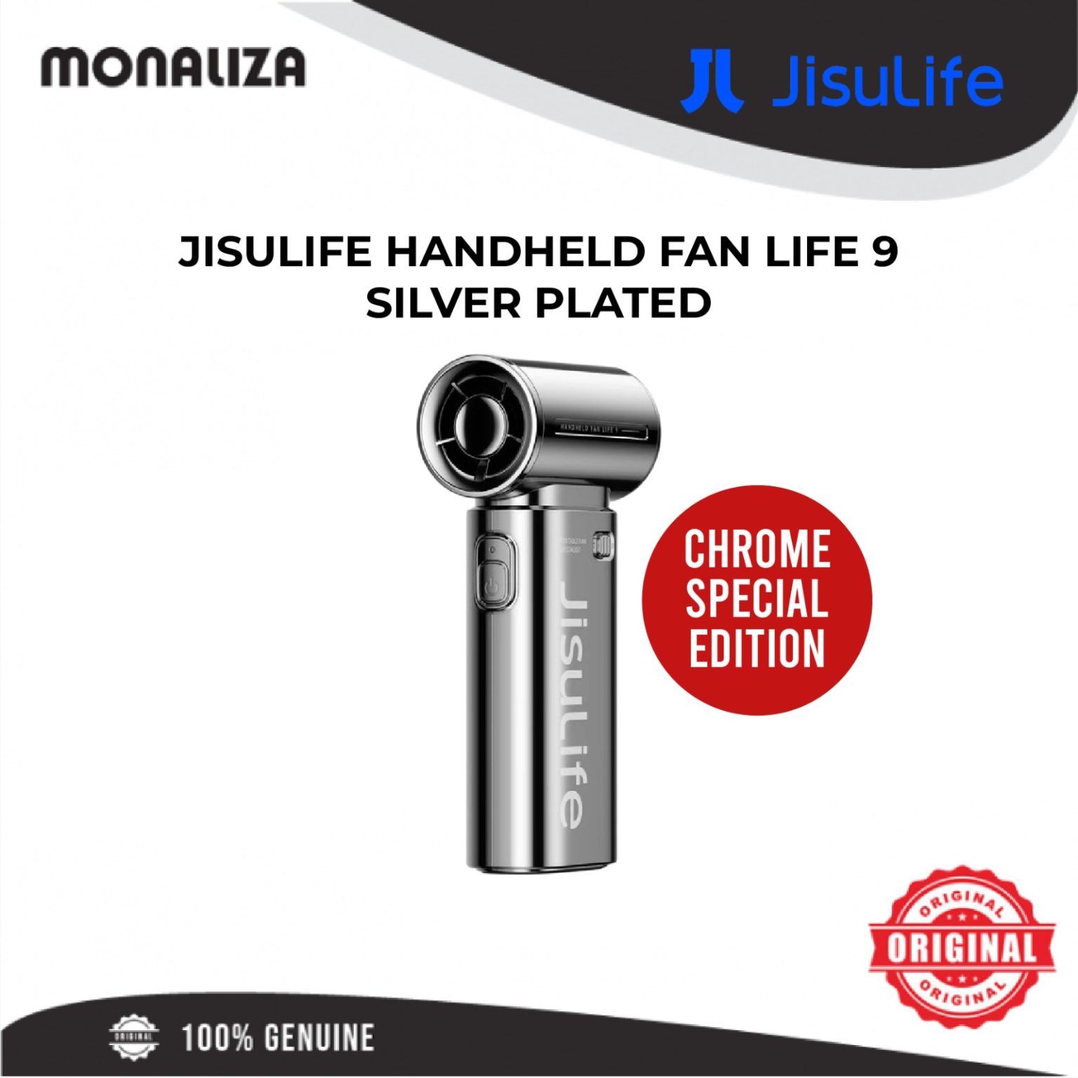 JISULIFE Handheld Fan LIFE 9 (Chrome Special Edition) – Silver-Plated ...